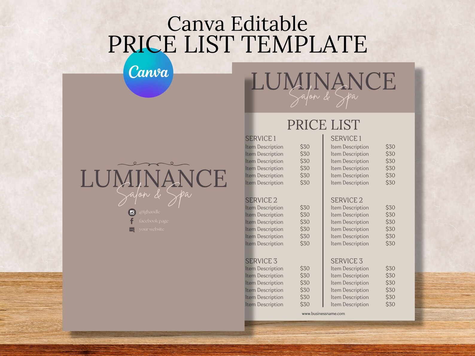 Price List Template Price List Brochure Canva Editable Template ...