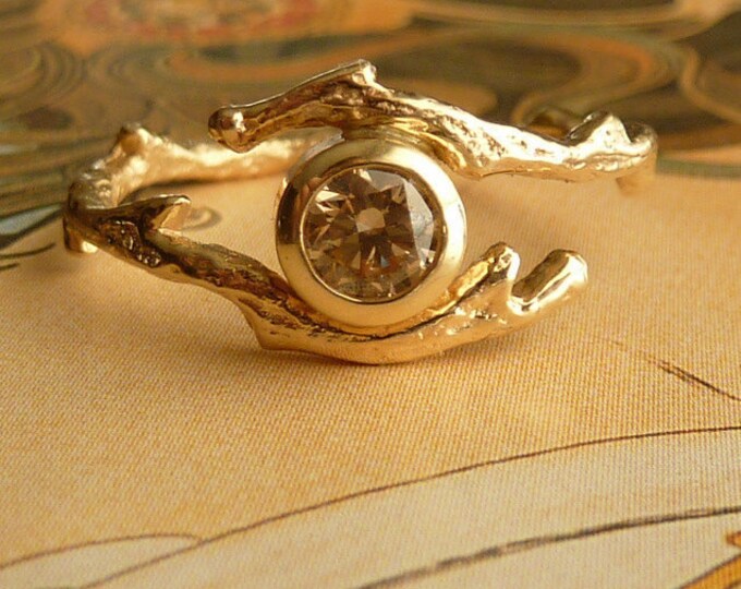 Branch Ring With Champagne Diamond Reserved for Stacylbertsch - Etsy