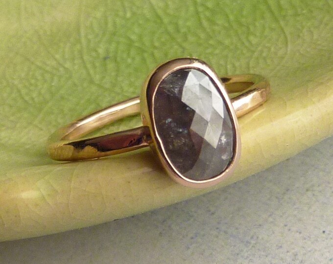 Oval Checkered Cut, Grey Diamond Ring - Etsy