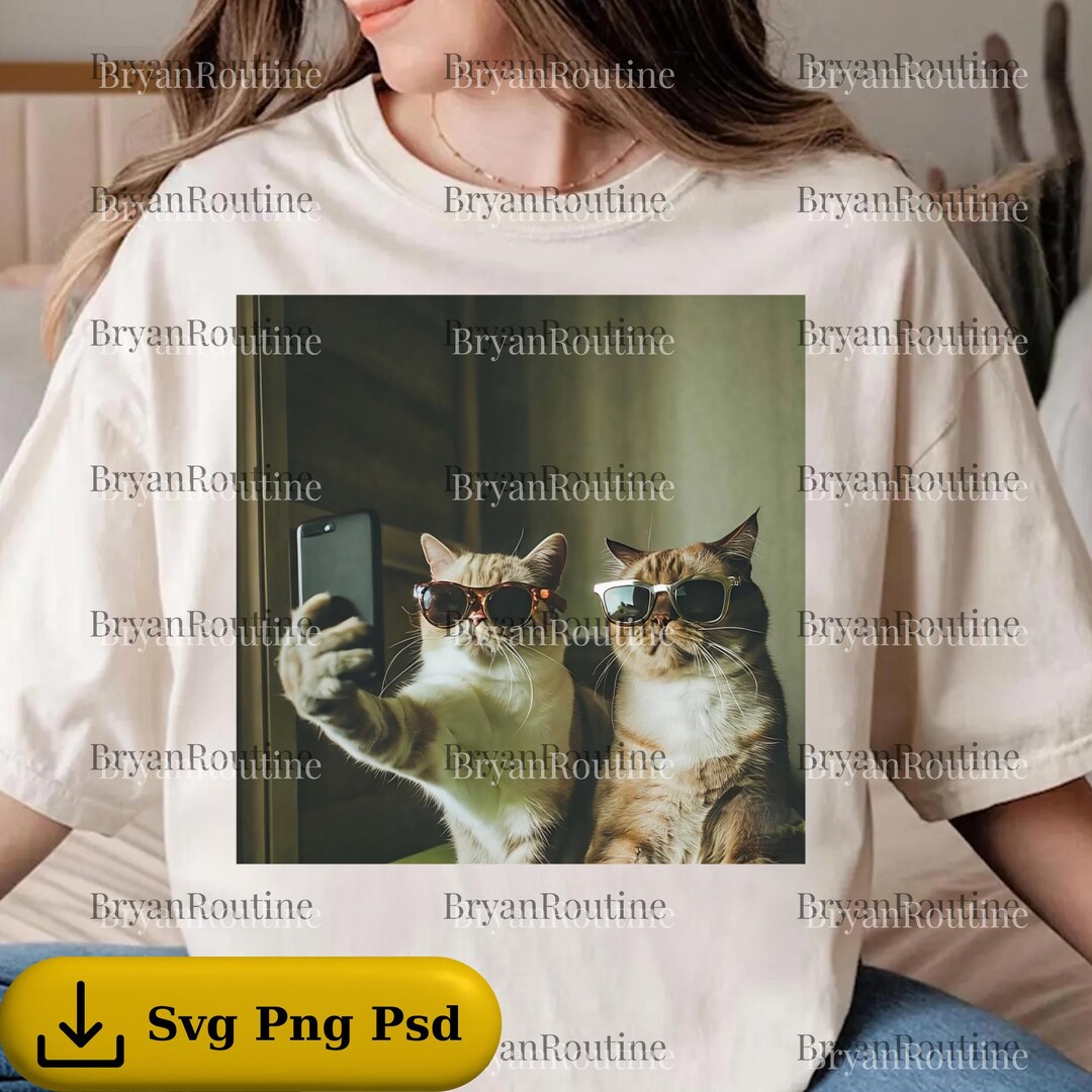 Retro Cat Selfie Png SVG, Funny Meme Cat PNG, Vintage Cat Lover Digital ...
