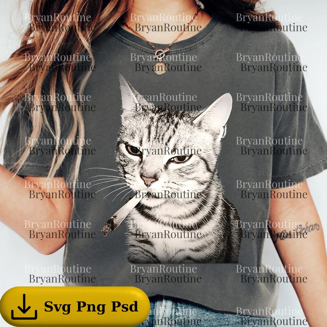 Smoking Cat Meme PNG, Vintage Cigarette Cat Sublimation Design, Stupid ...