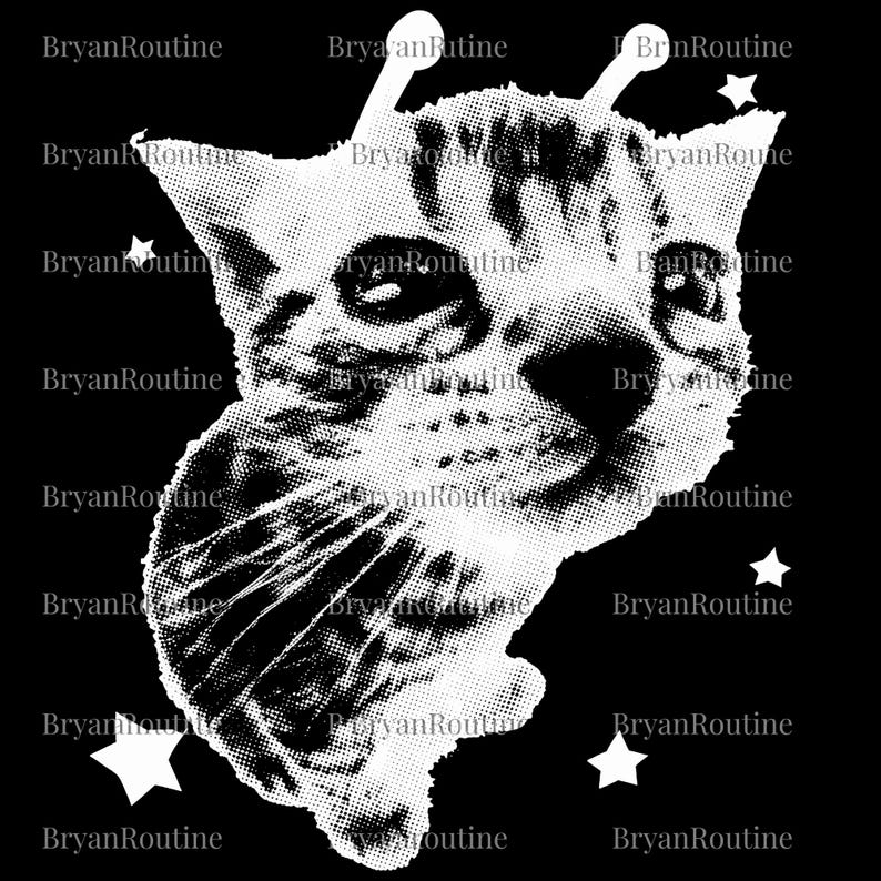 Y2K Alien Cat PNG Svg for Circut, Retro Silly Cat Meme Design, Vintage ...
