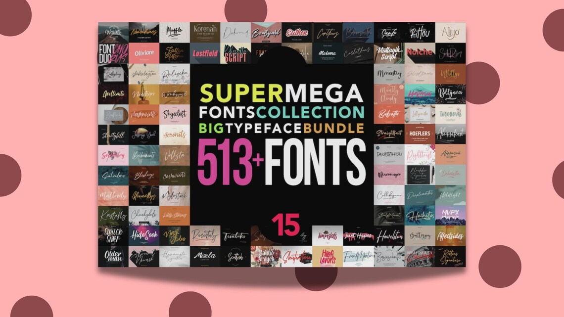 Super Mega Fonts Collection Big Typeface, Wedding Font SVG Bundle ...