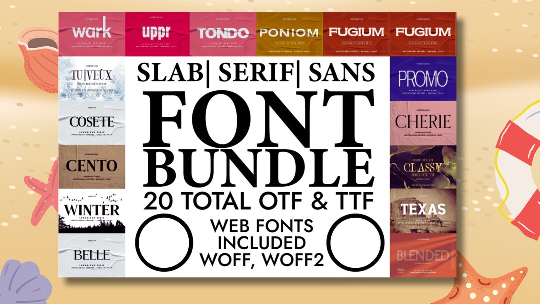 Slab Serif, Serif, Sans Serif Font Bundle, Display Font, Cricut Font ...