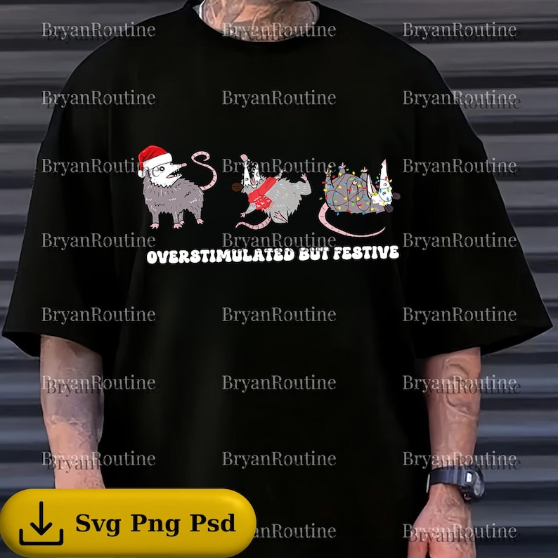 Overstimulated but Festive Possum Christmas PNG, Funny Possum Holiday ...