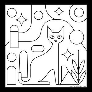 Minimalist Art Coloring Book, Cat Illustrations With Abstract Designs ...