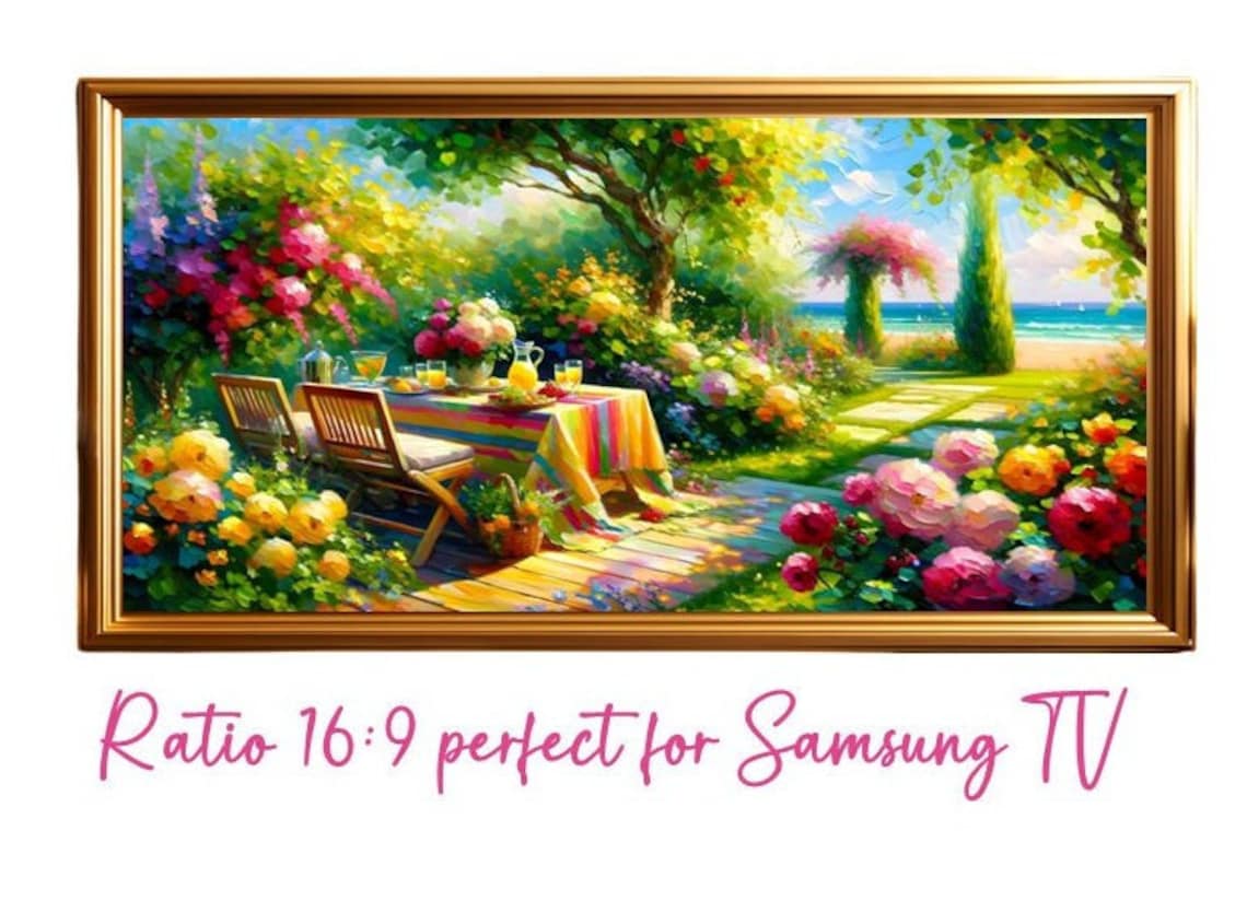 Summer Garden Frame TV Art Oil Painting Bundle, Digital Download ...