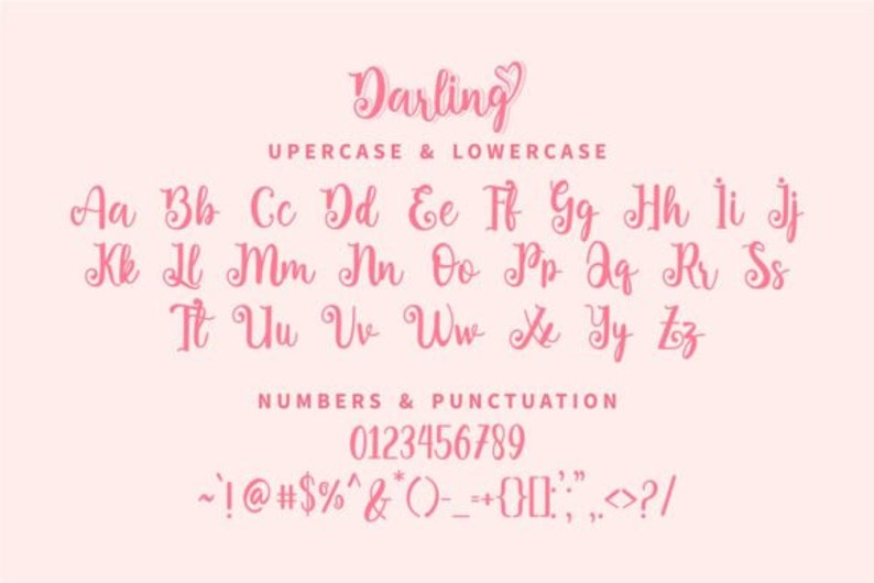Darling Script Font, Modern Font, Handwritten Font, Personal Display ...