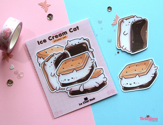 Kawaii Sticker Set Cat Icecream Cute Stickers Kawaii - Etsy