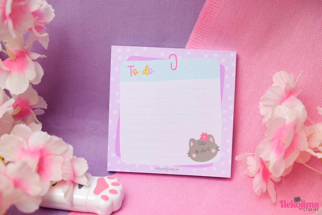 Kawaii Spring Cats Memo Pad Tear off Memo Pad Paper Note Pad, Cute Memo ...