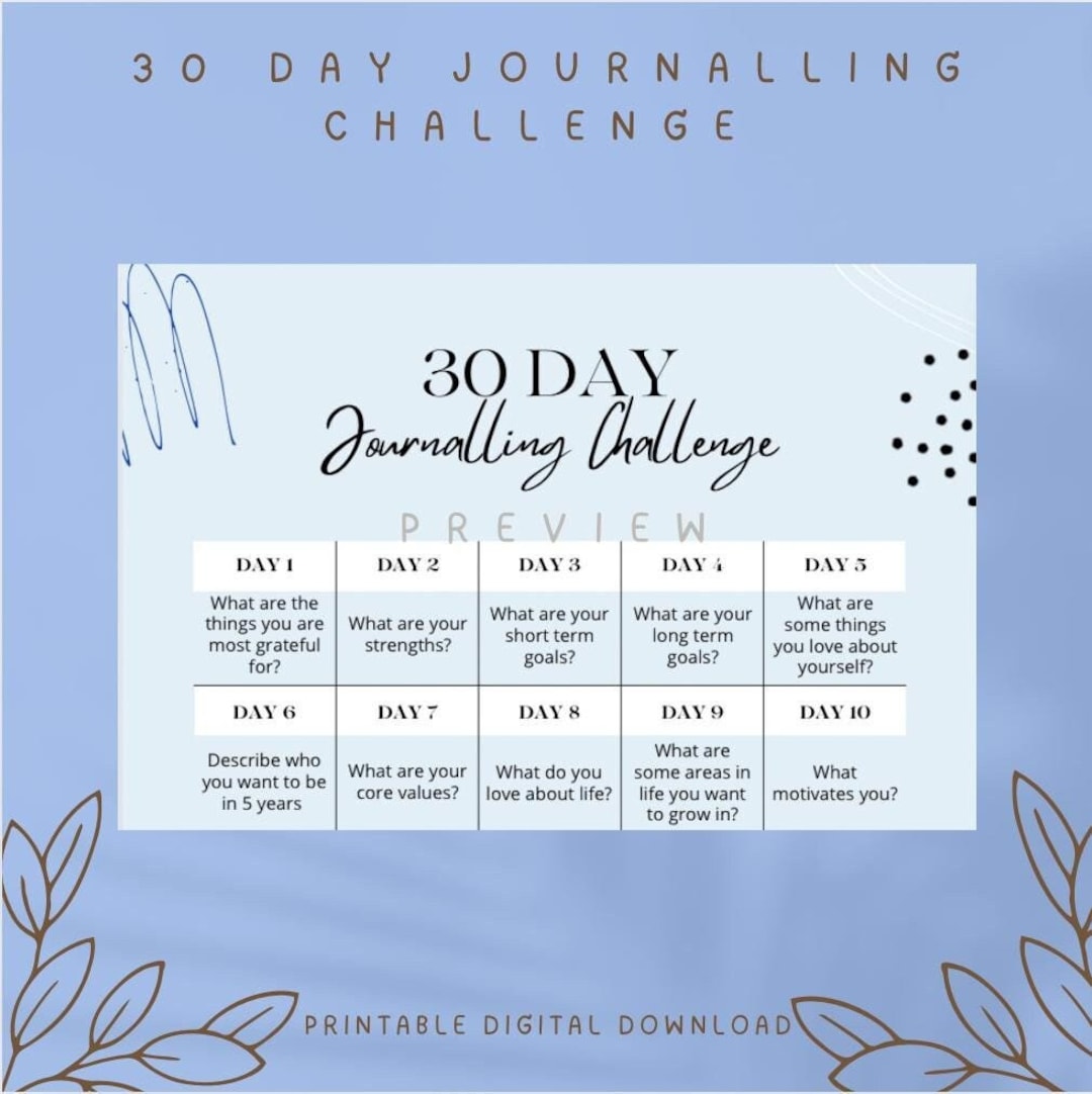 Printable 30 Day Journalling Challenge - Etsy