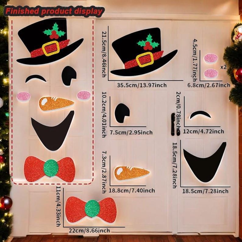 Christmas Door Stickers Christmas Tree Santa Claus Elk Decoration ...