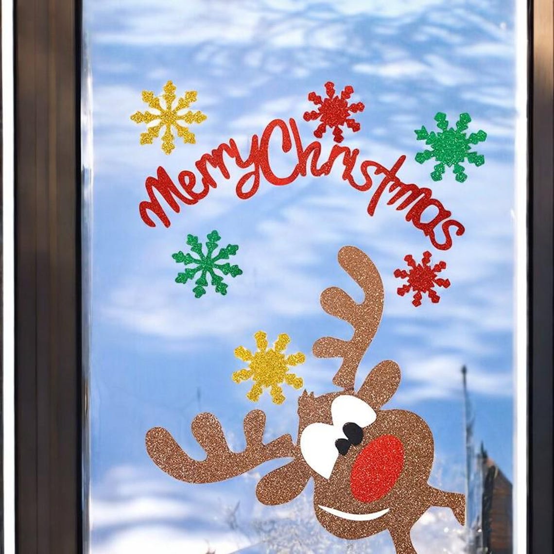 Christmas Door Stickers Christmas Tree Santa Claus Elk Decoration ...