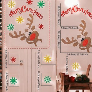 Christmas Door Stickers Christmas Tree Santa Claus Elk Decoration ...