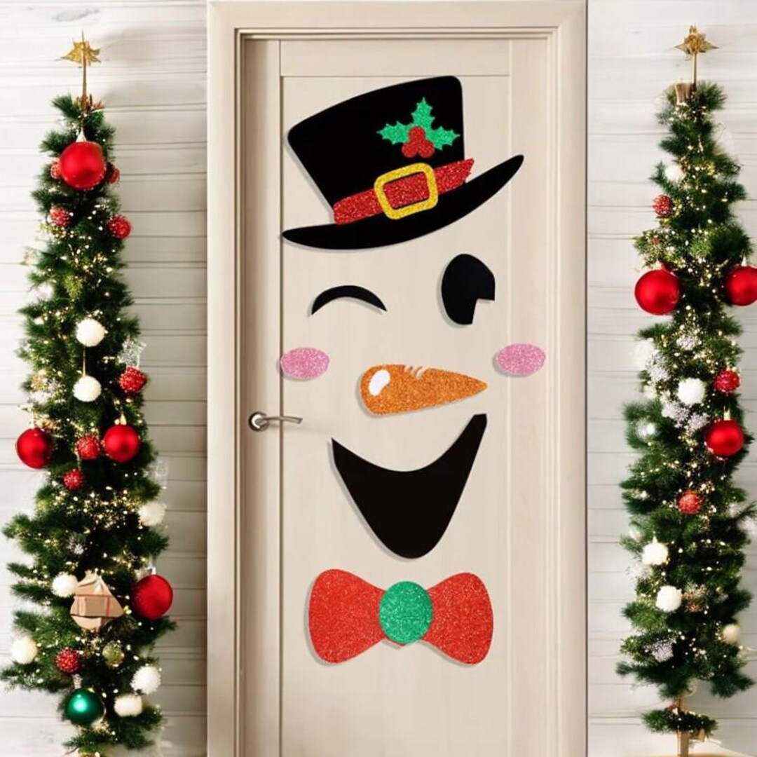 Christmas Door Stickers Christmas Tree Santa Claus Elk Decoration ...