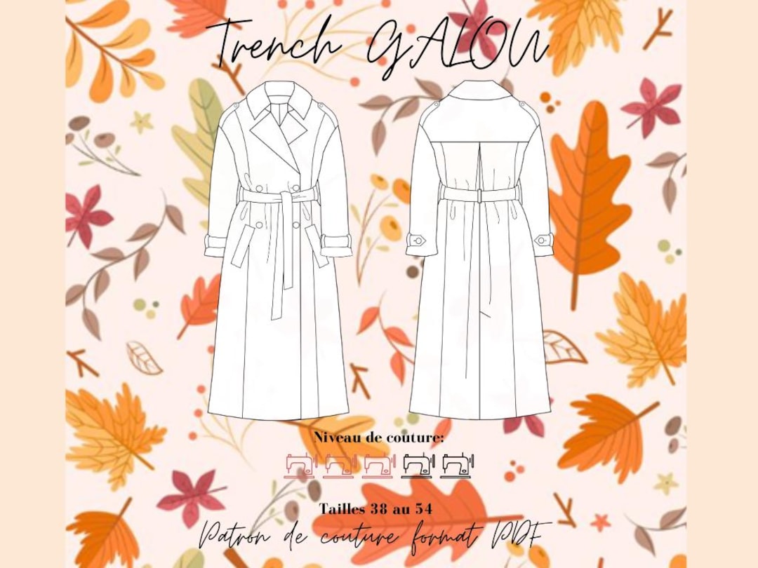 Trench Coat Pattern - GALOU Pattern - Sewing Pattern - Trench Coat ...