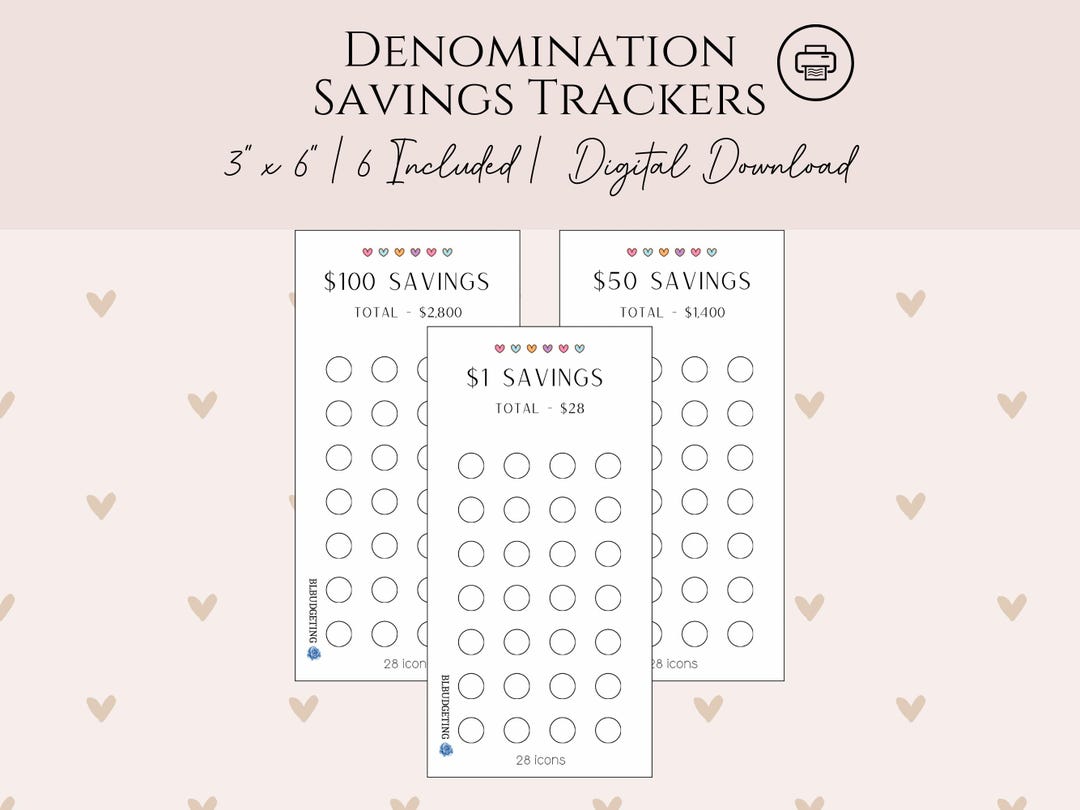 Denomination Savings Trackers Digital Savings Challenge Digital Savings ...