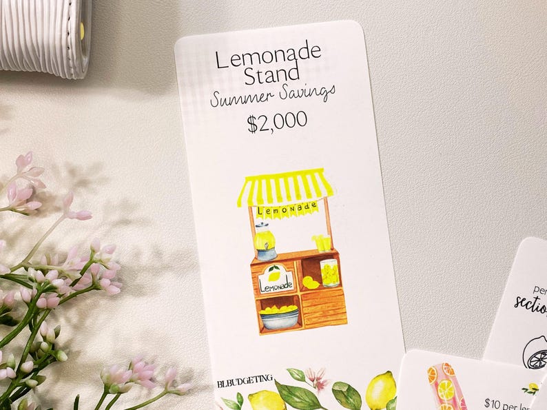Lemonade Stand Savings Tracker Laminated Savings Tracker Aesthetic ...