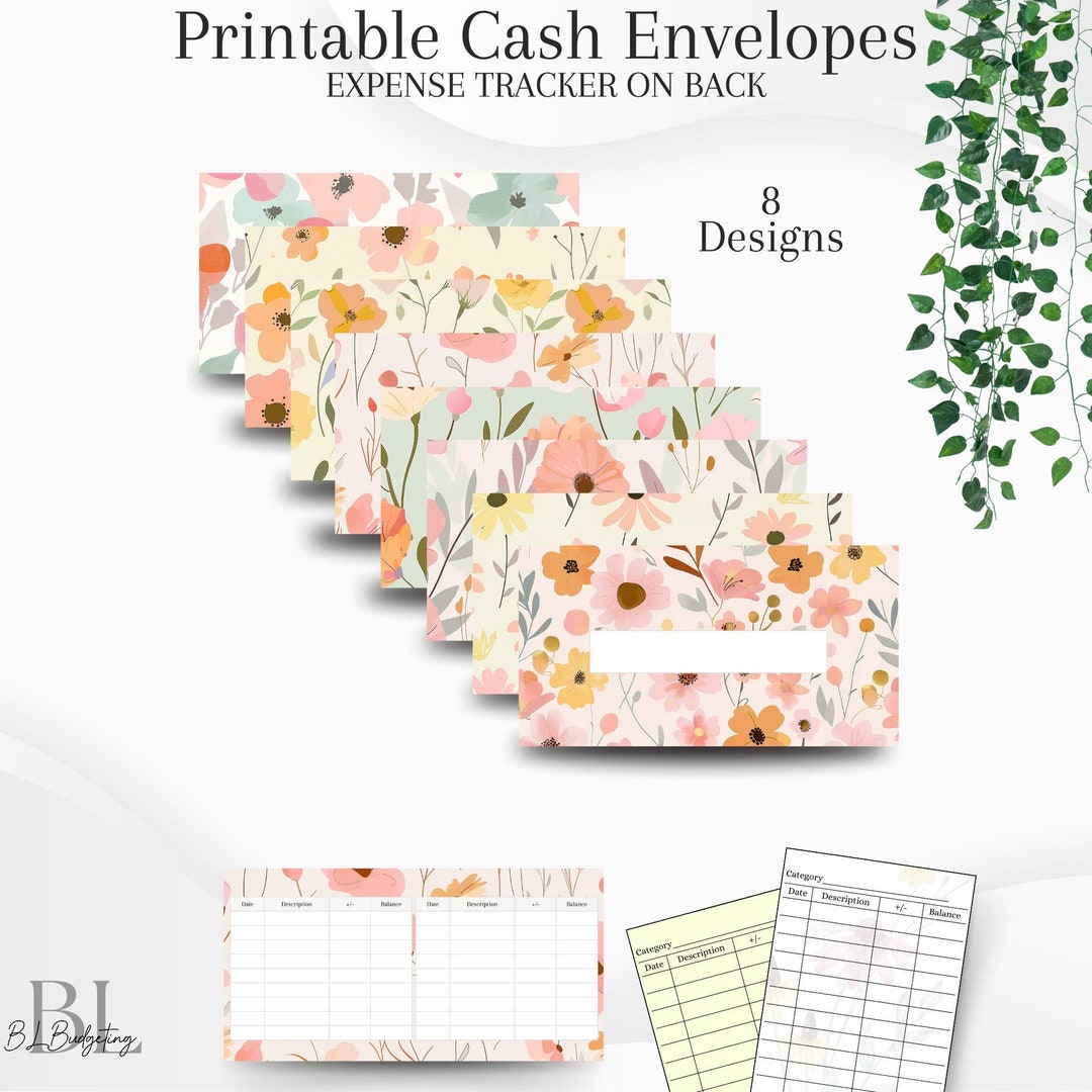 Printable Cash Envelope Cash Envelope Tracker FLOWER Cash Envelope ...