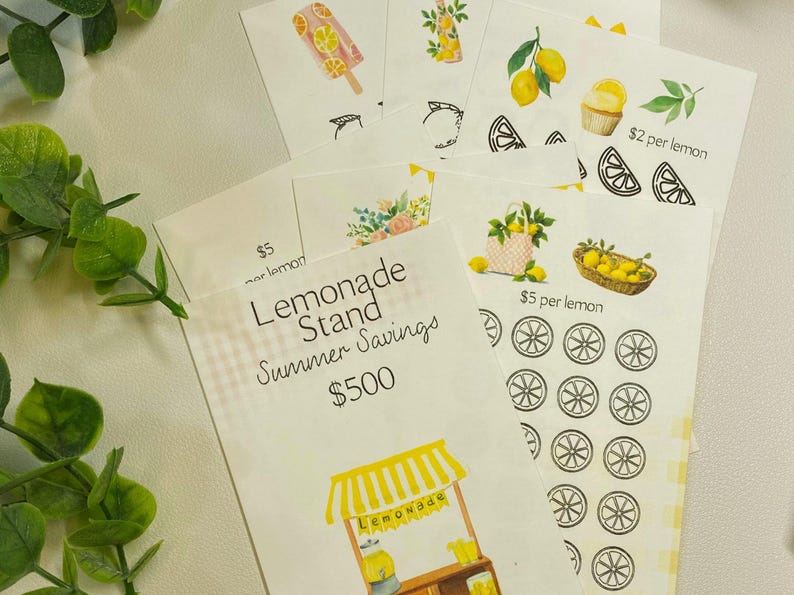 Lemonade Stand Savings Tracker Laminated Savings Tracker Aesthetic ...