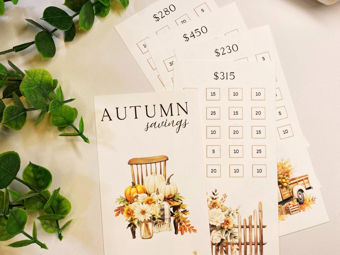 Autumn Savings Tracker Laminated Savings Tracker Aesthetic Savings ...