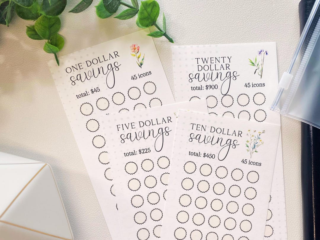 Dollar Savings Tracker One Dollar Savings Tracker Five Dollar Savings ...