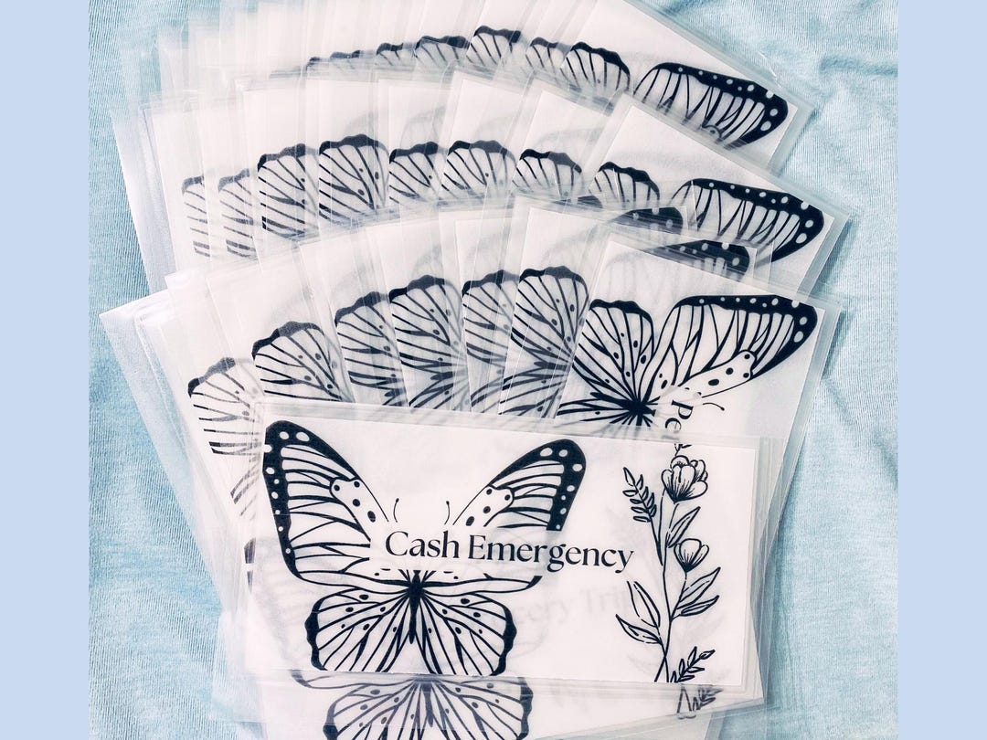 Butterfly Matte Cash Envelope Butterfly Cash Envelope Custom Flower ...