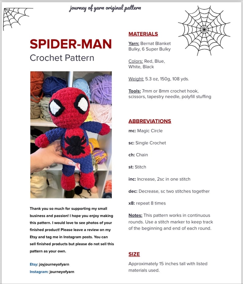Spider-man Crochet Pattern - Etsy