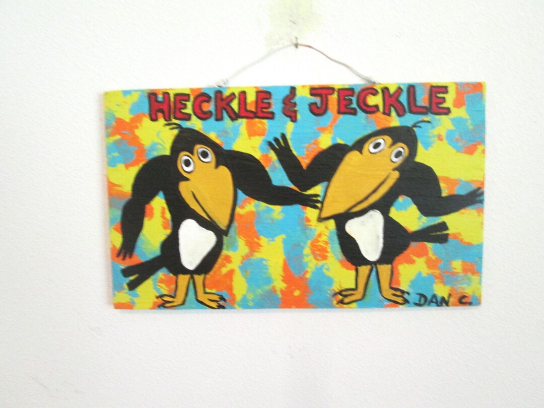 Heckle and Jeckle Outsider Folk Art Original Painting on Wood Southern ...