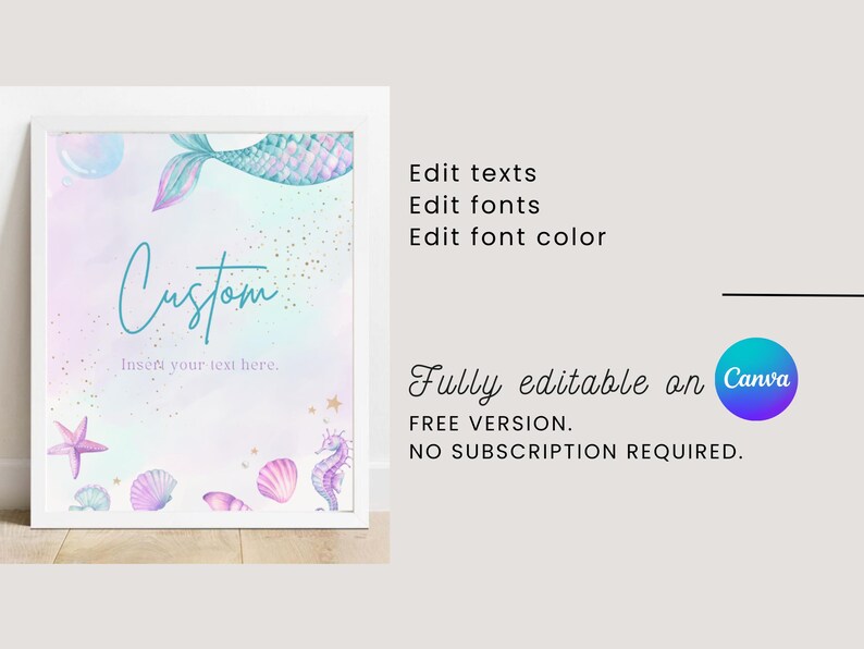 Mermaid Birthday Party Bundle | Editable Canva Templates | Under the ...