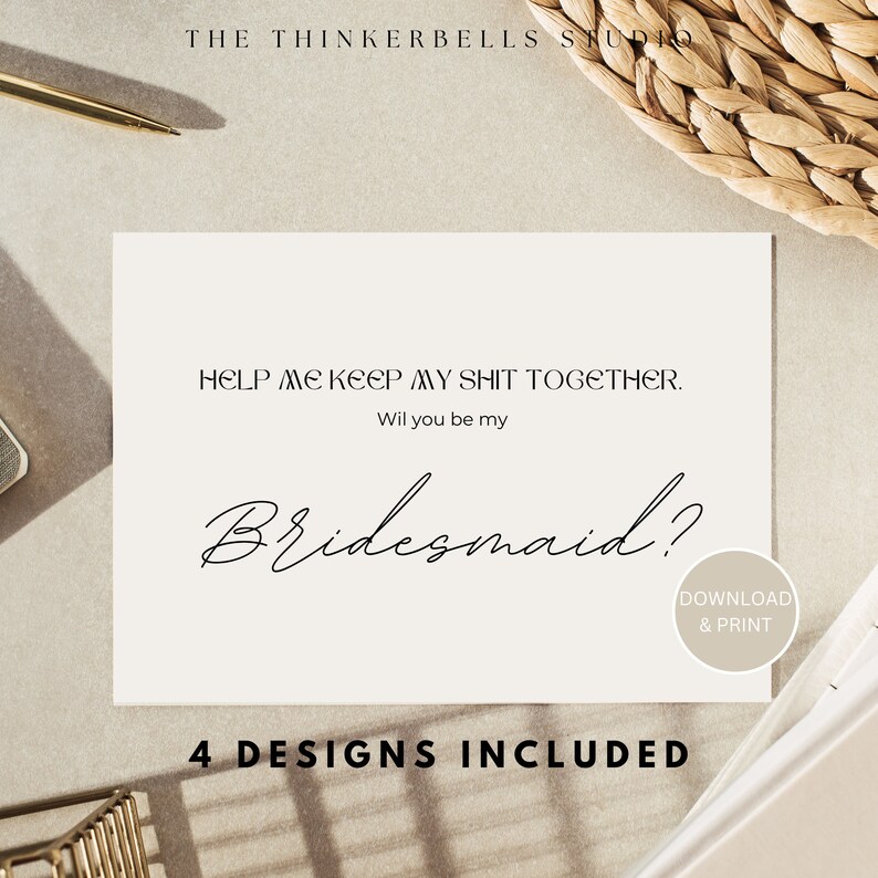 Bridesmaid Proposal Card Printable Invite for Bridesmaid Proposal Will ...