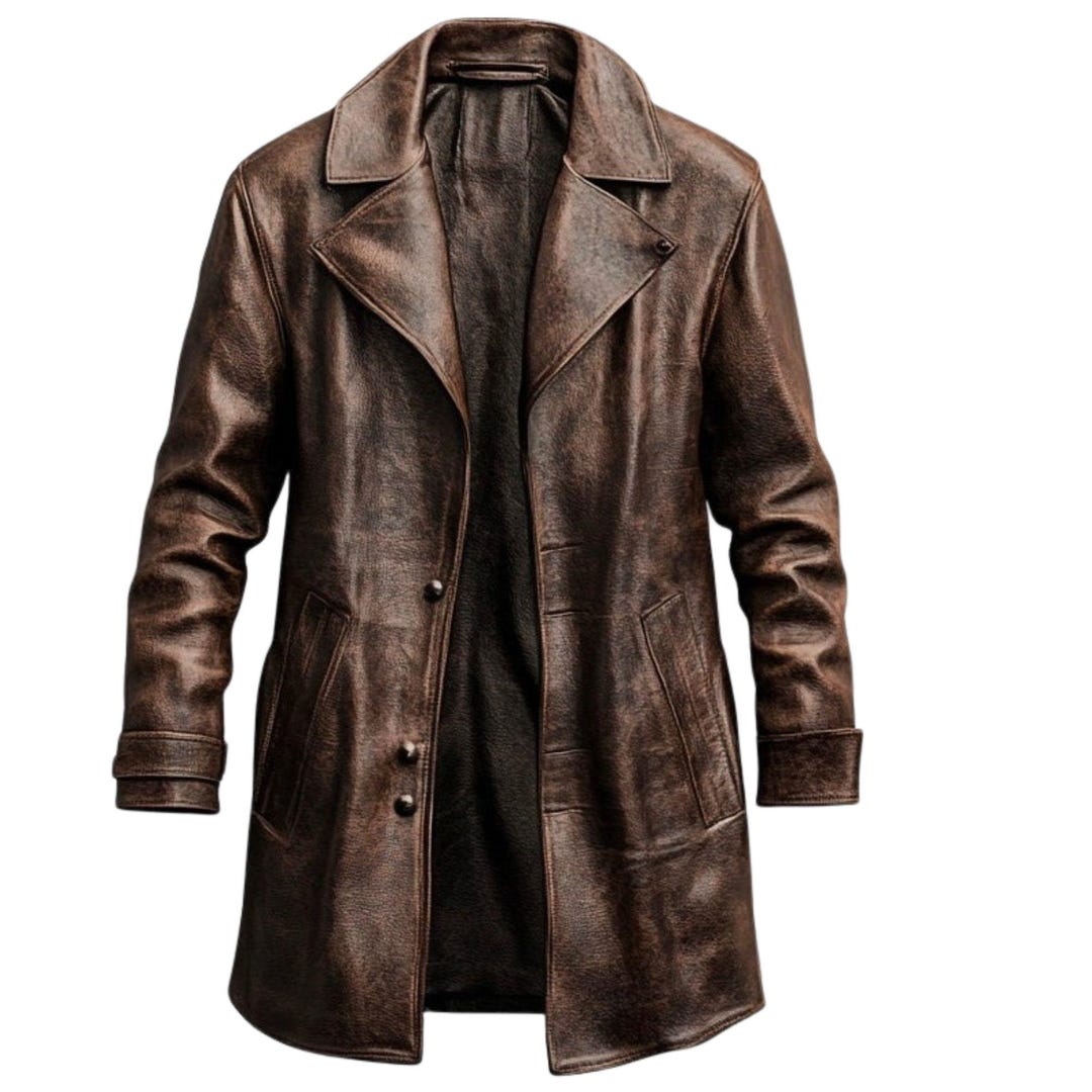 Mans Handmade Brown Cowhide Leather Overcoat - Etsy
