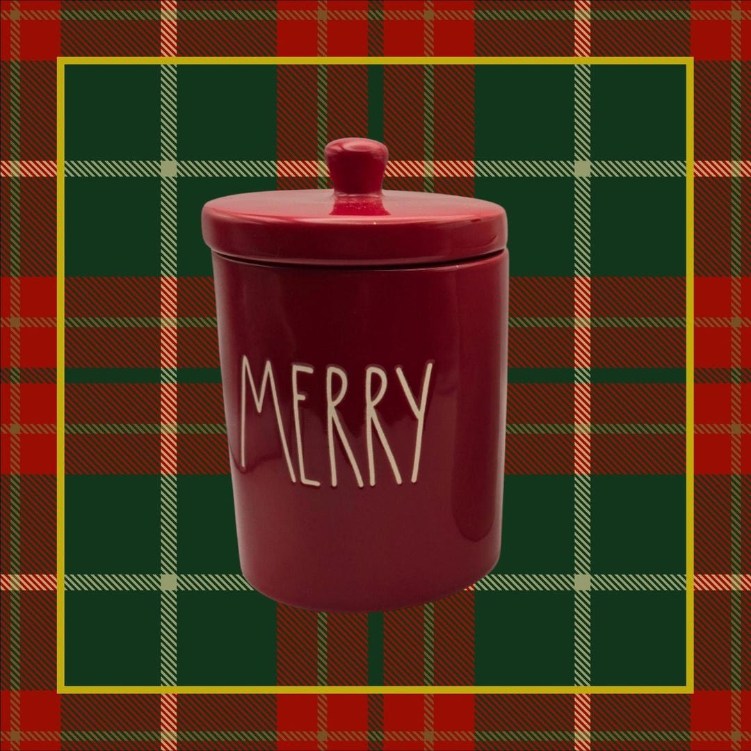 Rae Dunn MERRY Red and White Ceramic Christmas Canister - Etsy