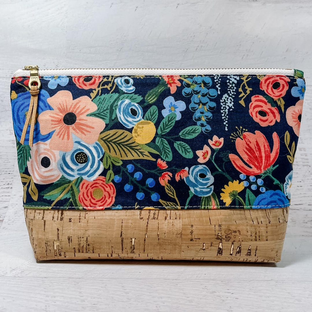 Handmade Floral Makeup Bag: Rifle Paper Wild Garden Party, Cork Bottom ...