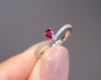 Brushed Gold Ruby Ring , 18k Solid Gold Ring, 0.53ct Pigeon Blood Red Ruby, Minimalist Ring ...