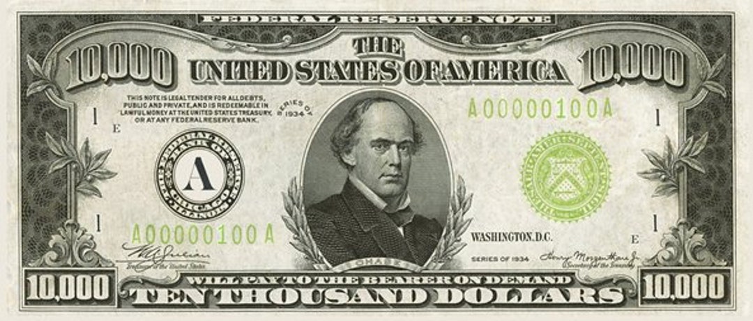 10,000 Dollar Banknote America 1934 (replica) - Etsy