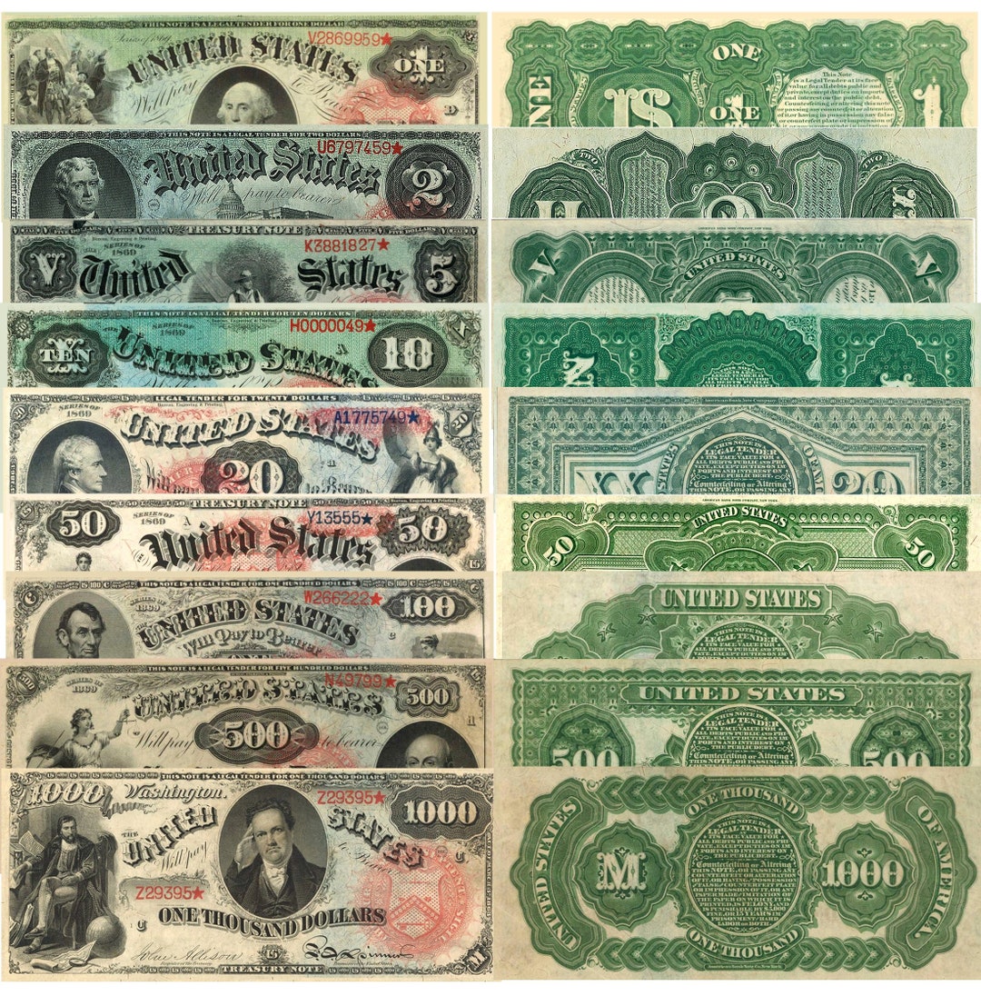 Complete Set Rainbow Dollars 1869 Banknote America 9 Pieces (replica ...