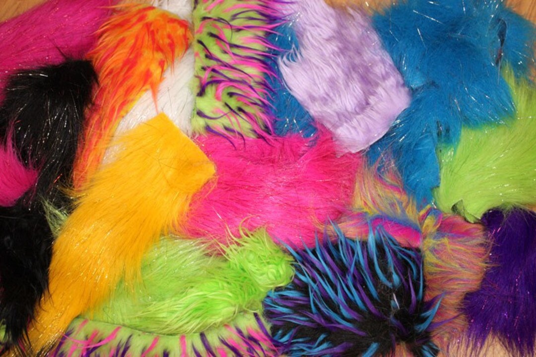 High Quality 2LB Faux Fur Scraps Colorful Mix, Long Pile, Sparkle, 3 ...