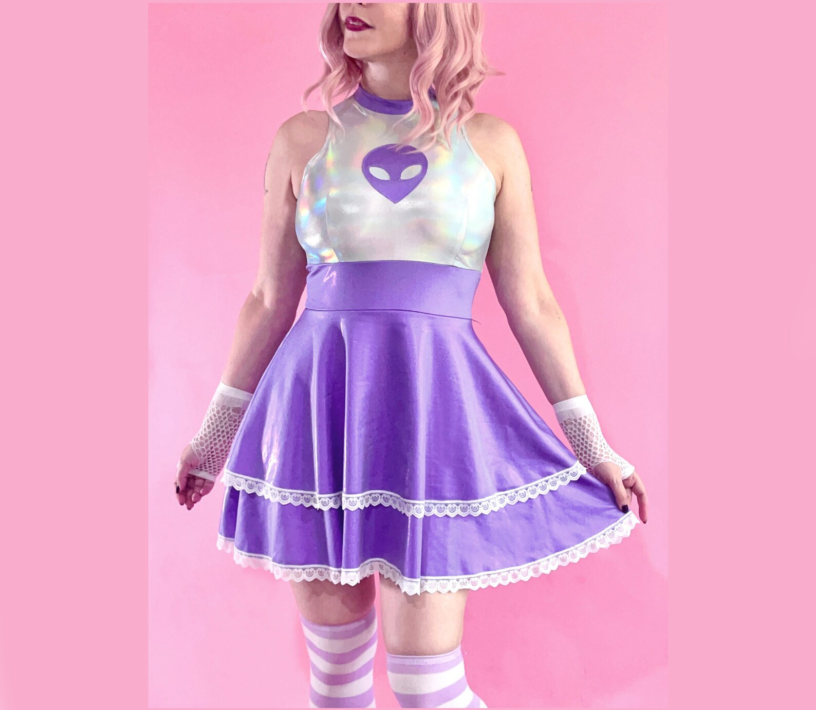 Purple Silver Alien Dress Rave Wear Festival Kawaii Dress - Etsy