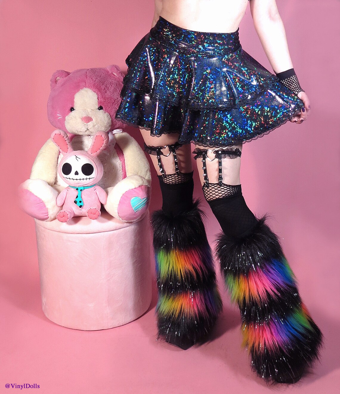 Sparkle Black and Rainbow Furry Leg Warmers Rave Fluffies - Etsy