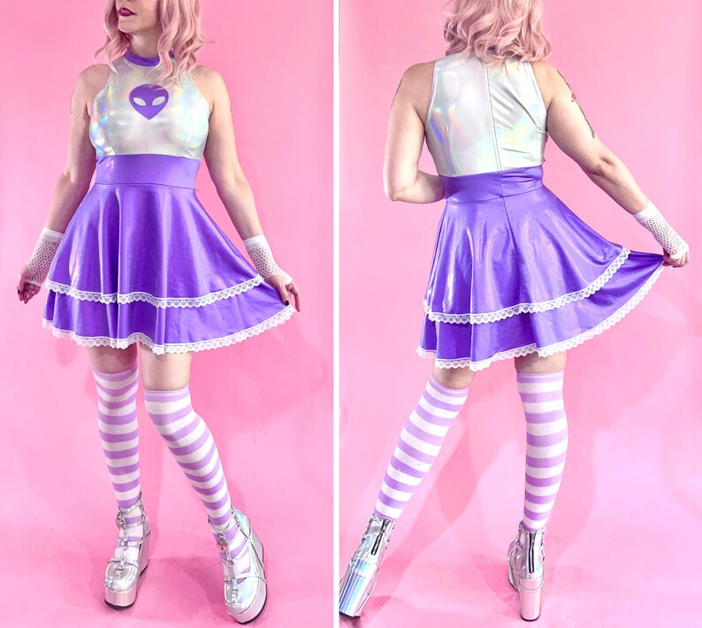Purple Silver Alien Dress Rave Wear Festival Kawaii Dress - Etsy