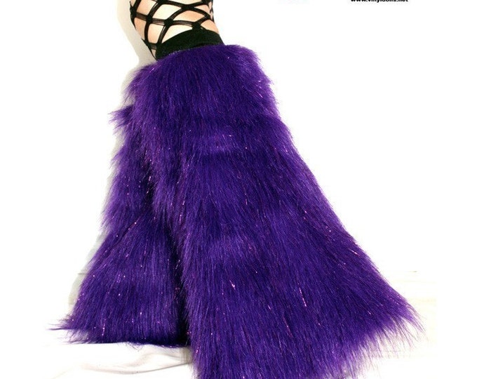 Gogo Fluffies Fuzzy Boot Covers UV Glitter Purple Fluffy Legwarmers - Etsy