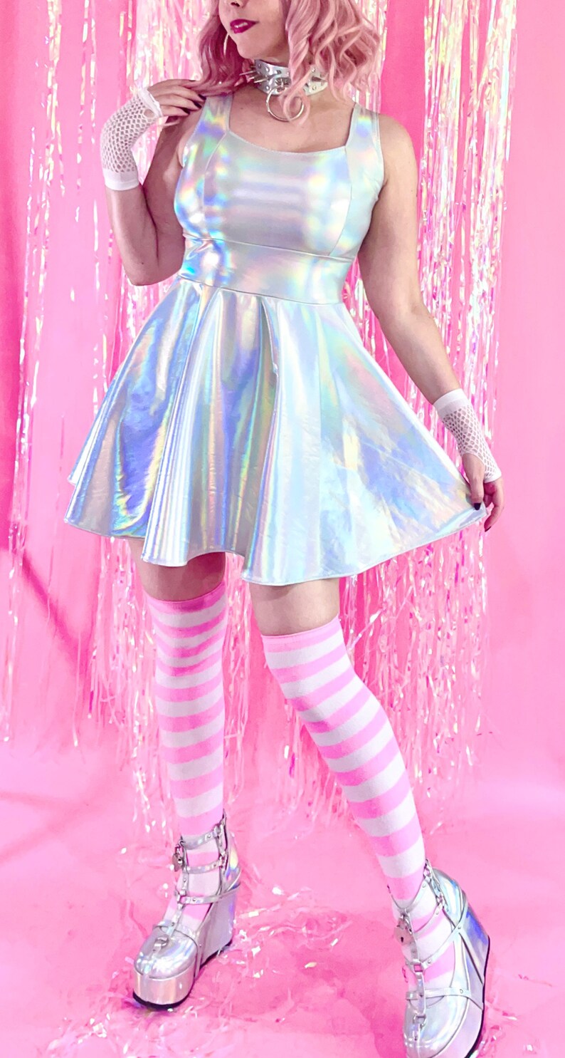 Silver Holographic Dress Festival Rave Wear Reflective - Etsy