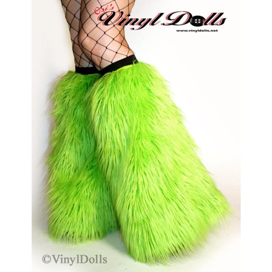 Lime Green Rave Fluffies, Fuzzy Leg Warmers, Fluffy Boot Covers - Etsy