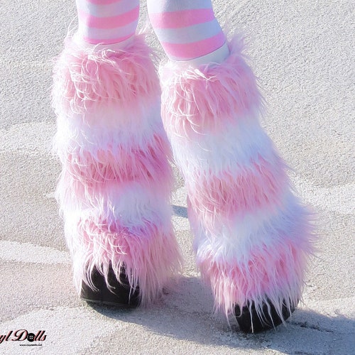 White Rave Fluffies Fuzzy Furry Leg Warmers Fluffy Boot Covers | Etsy