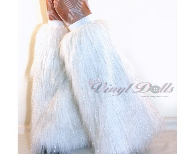 Glitter Fluffies UV White Go Go Dancer Boot Covers Furry Leg Warmers - Etsy