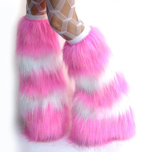 Sparkle Black and Rainbow Furry Leg Warmers Rave Fluffies - Etsy