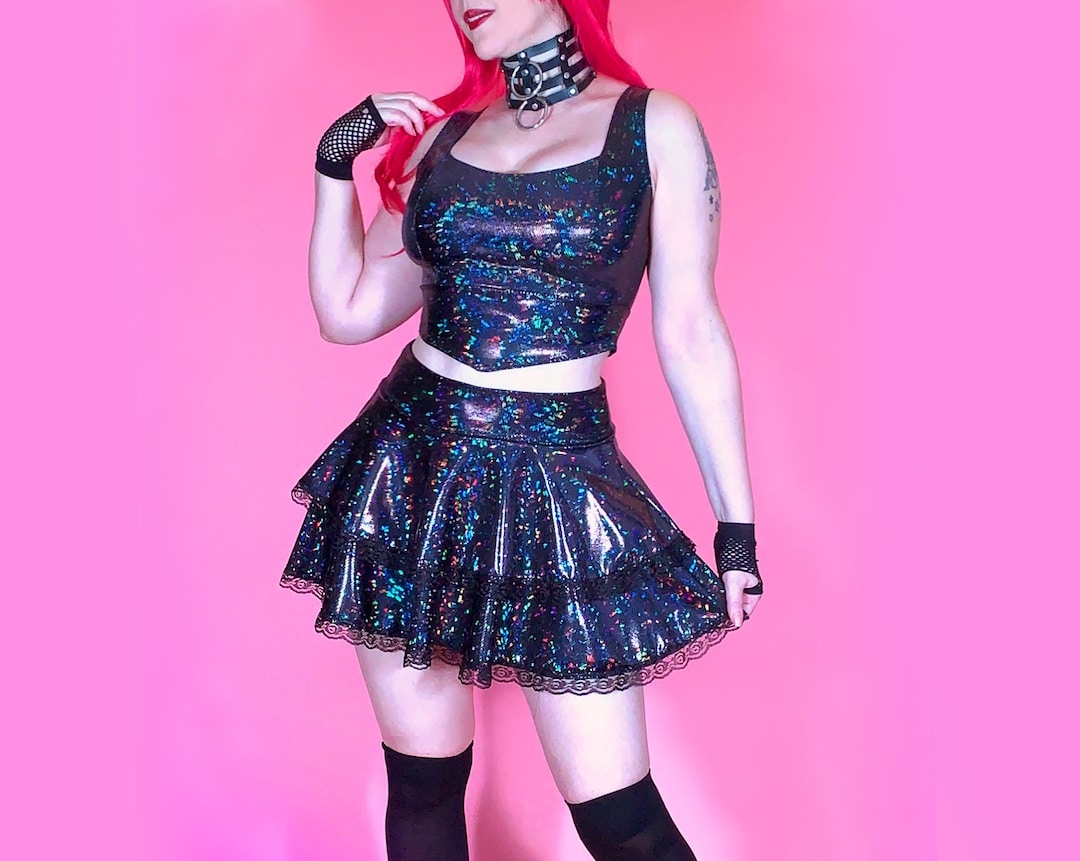 Midnight Sparkle Set, Top and Skirt, Rave Outfit, Festival Outfit ...