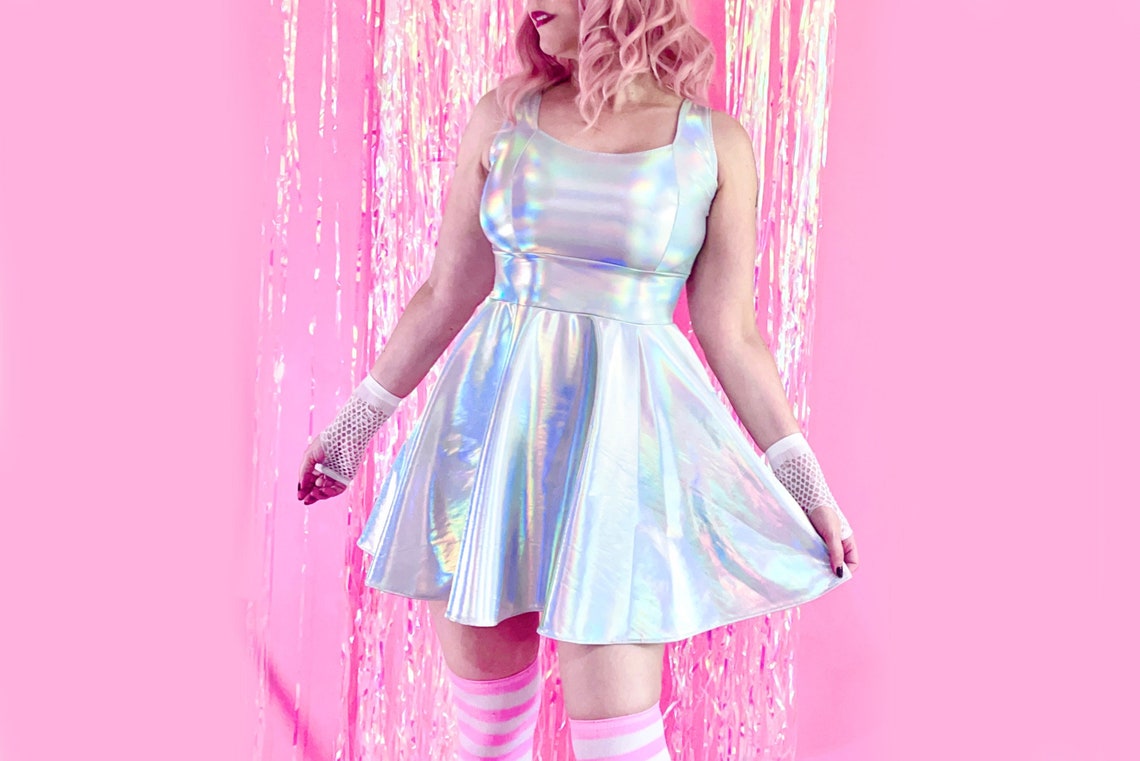 Silver Holographic Dress Festival Rave Wear Reflective - Etsy