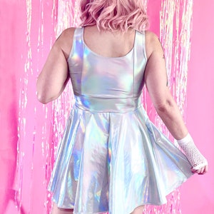 Silver Holographic Dress, Festival Rave Wear, Reflective Hologram Dress ...